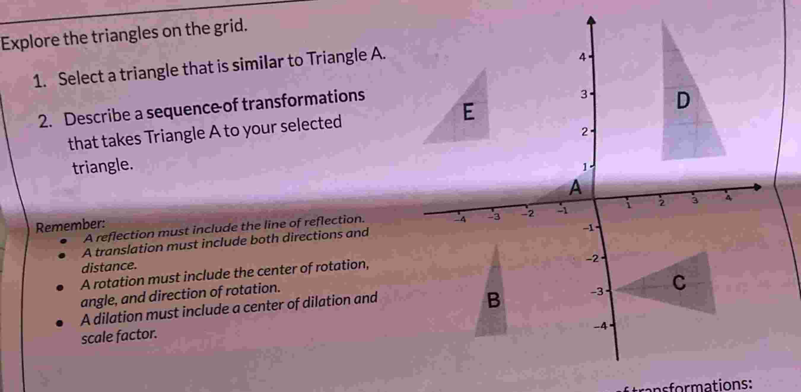 Solved by an EXPERT Explore the triangles on the grid.1. ﻿Select a ...