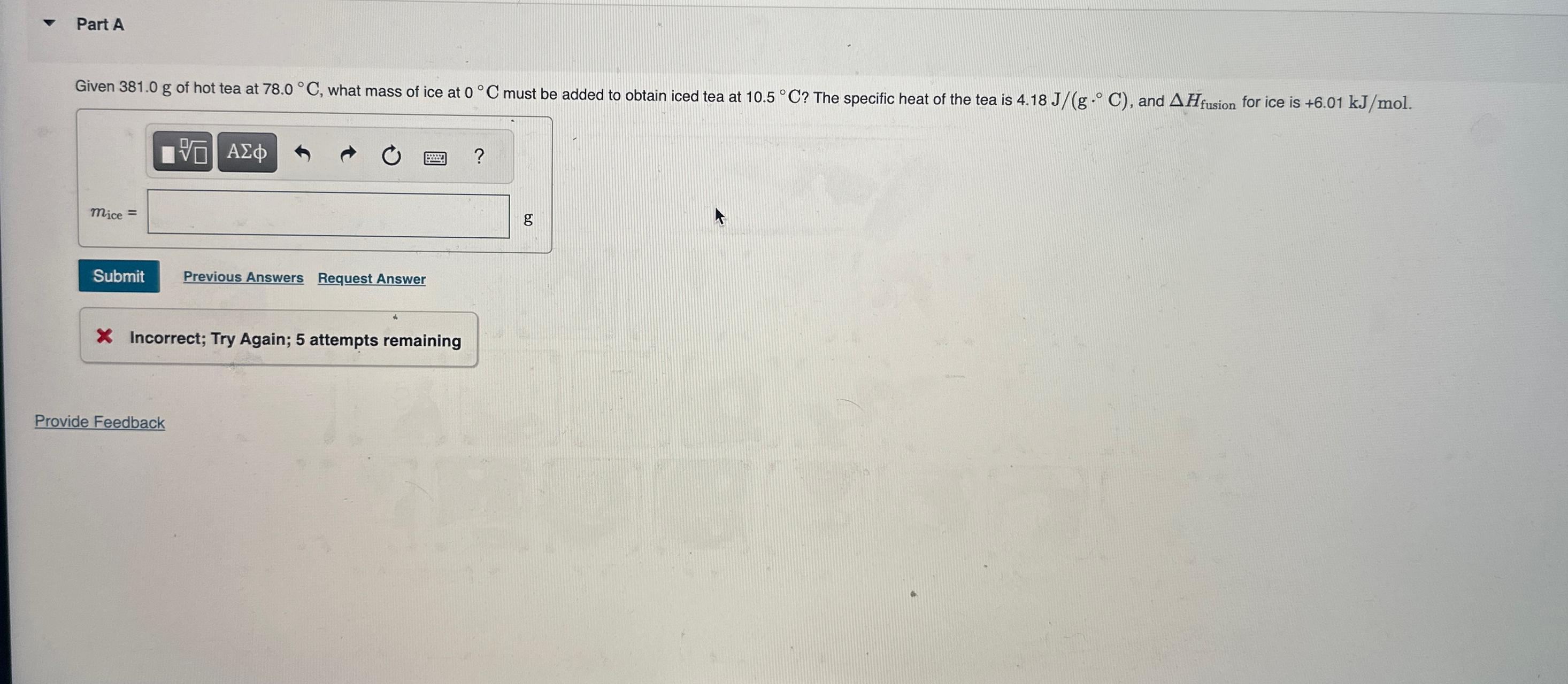 Solved Part Amice =gPrevious AnswersRequest AnswerX | Chegg.com