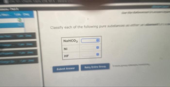 Solved classify each of the following pure sbstances as | Chegg.com