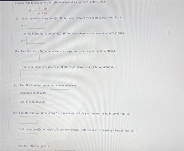 Solved Consider the following function, (If an answer does | Chegg.com