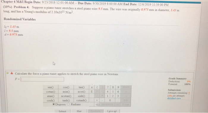 Solved Chapter 4 M&I Begin Date: 9/23/2018 12:01:00 AM- Due | Chegg.com
