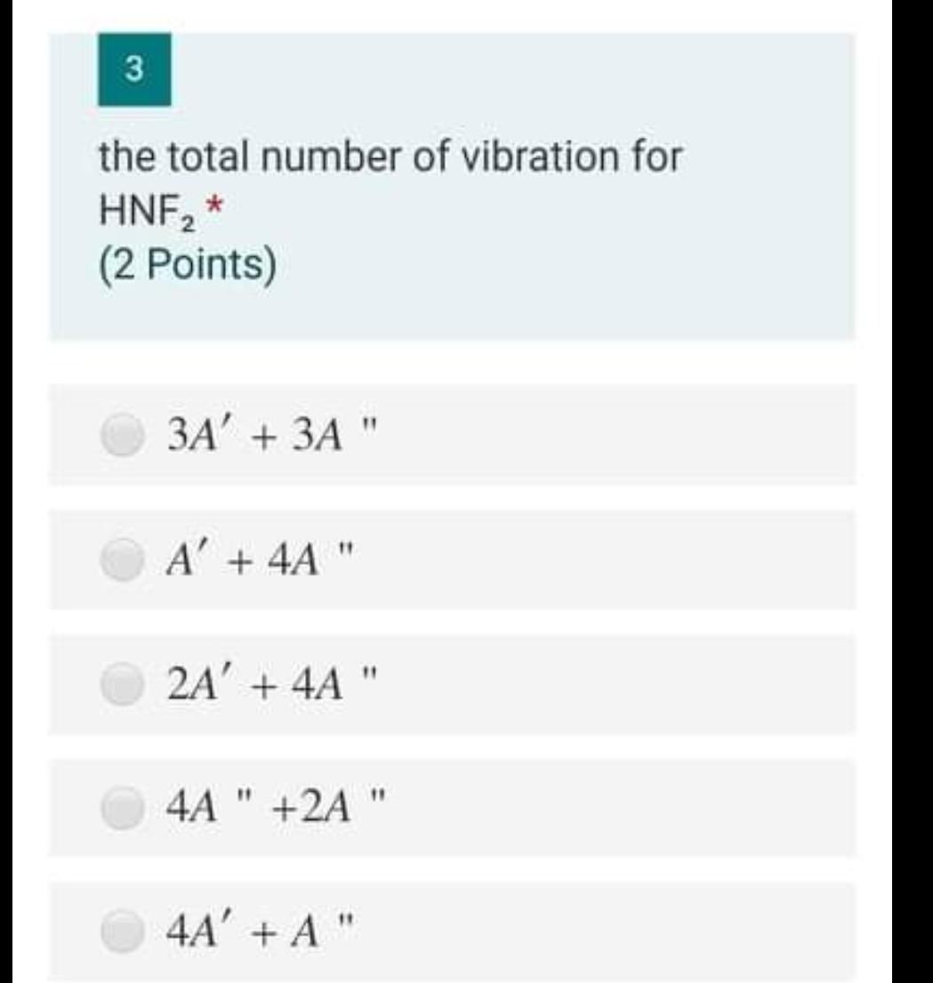 Solved 3 the total number of vibration for HNF, * (2 Points) | Chegg.com