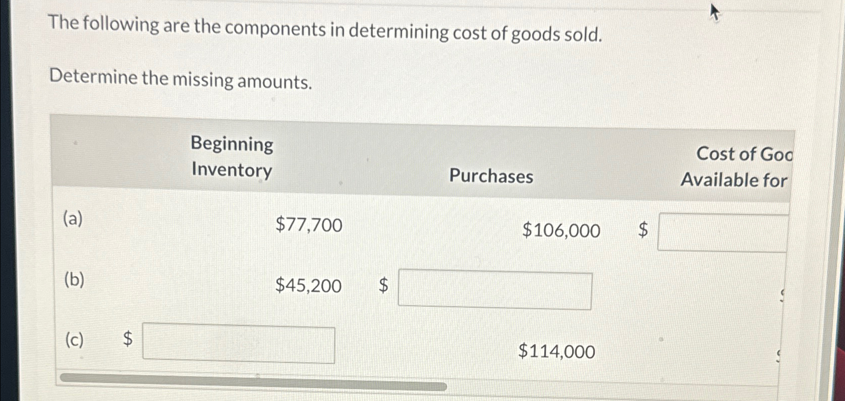 Solved The following are the components in determining cost | Chegg.com