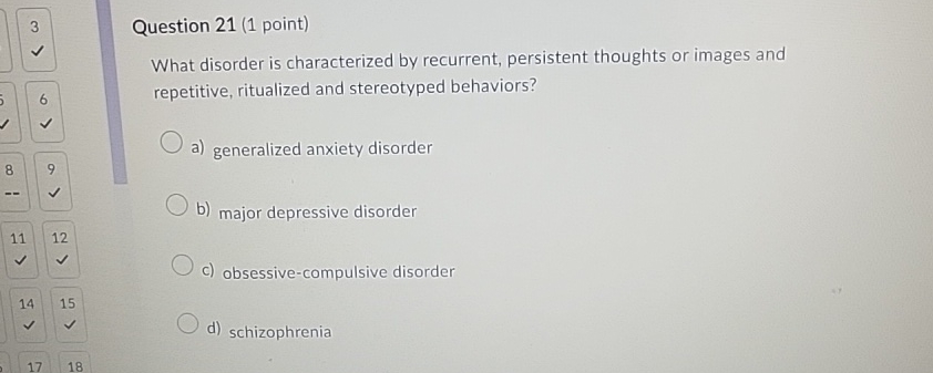 Solved 3Question 21 (1 ﻿point)What disorder is characterized | Chegg.com