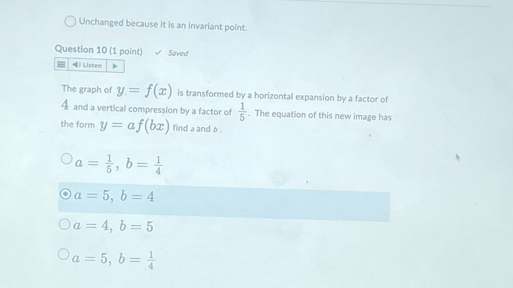 Solved Unchanged because it is an invariant point.Question | Chegg.com