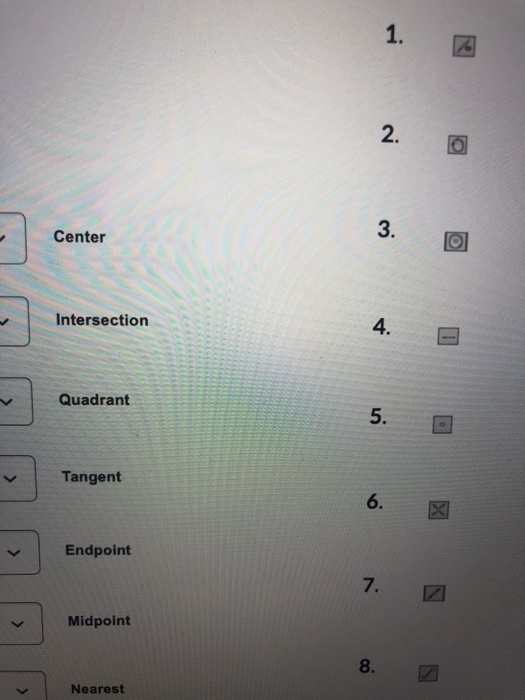 Solved Center Intersection Quadrant Tangent Endpoint | Chegg.com