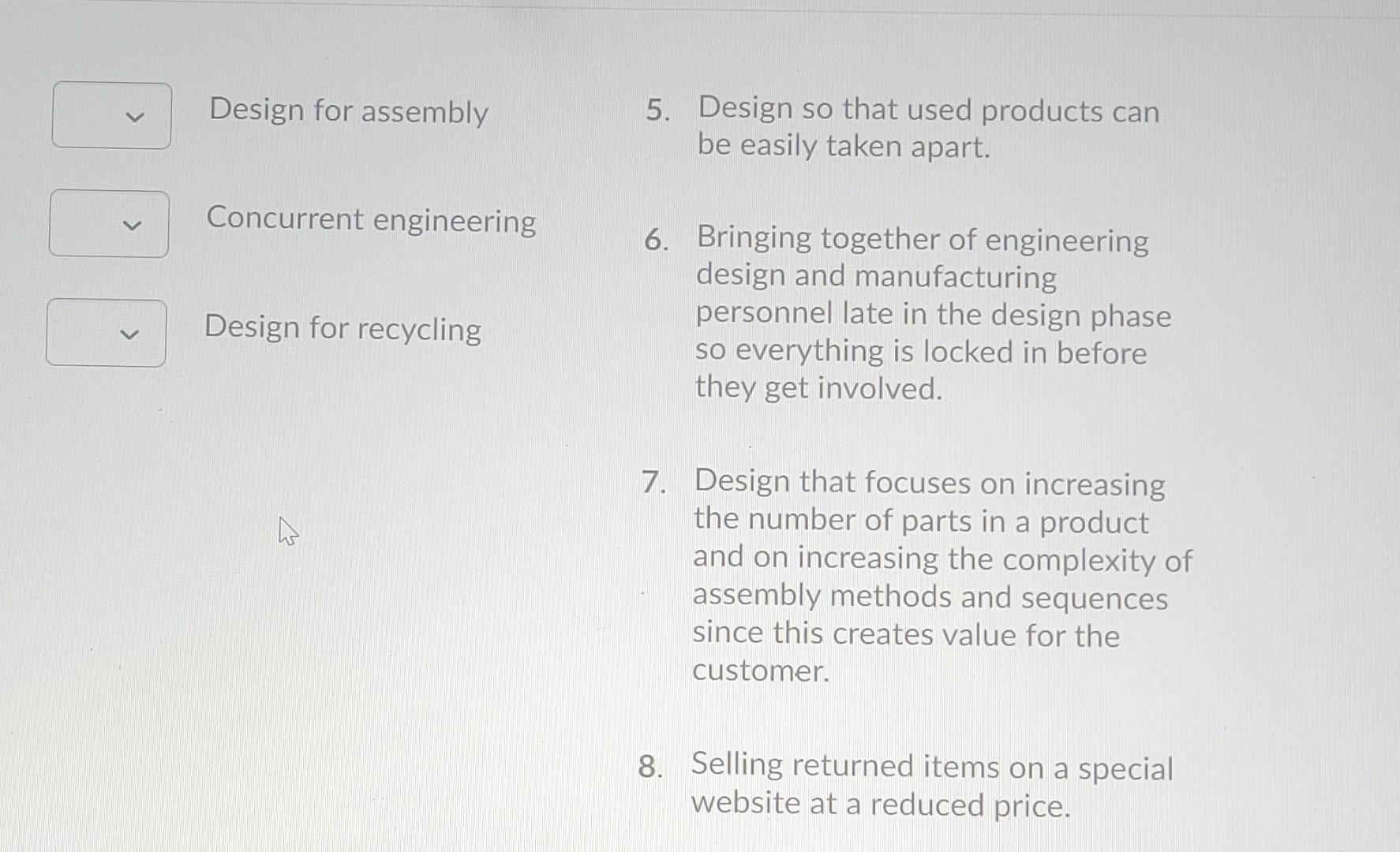 Match these design terms with their meanings. 1. | Chegg.com