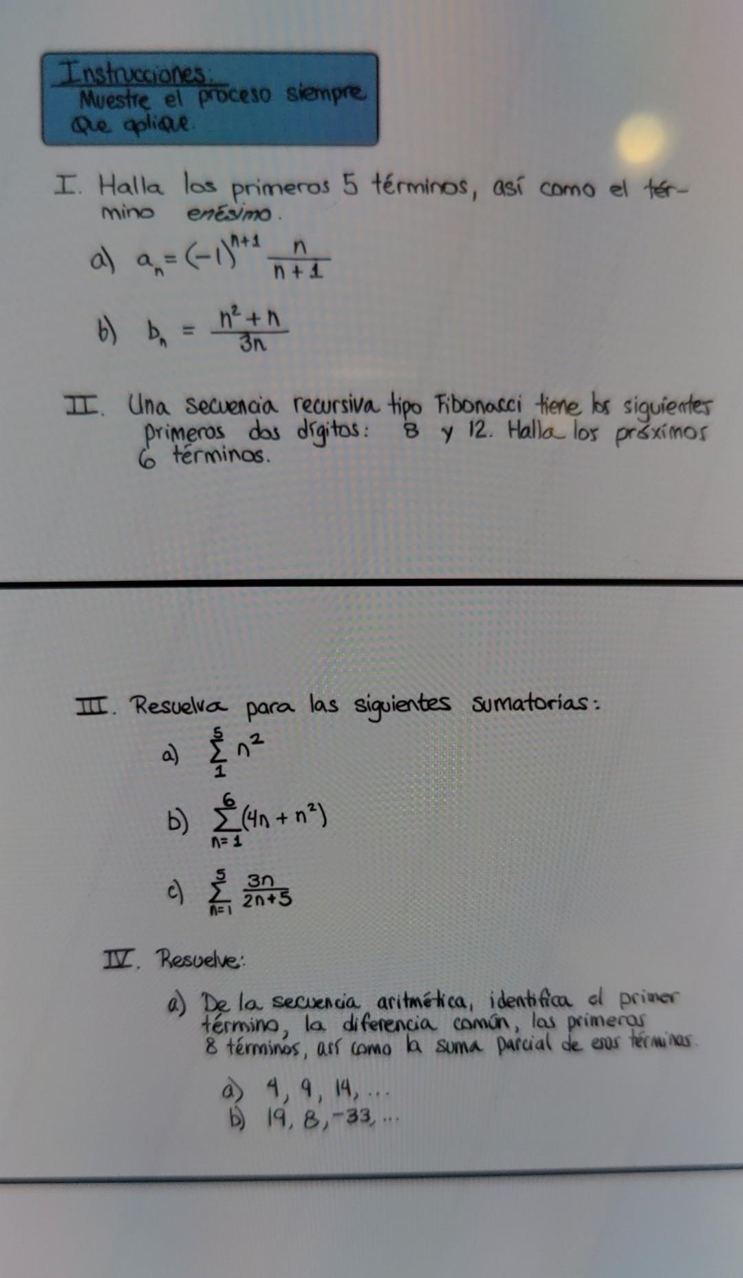 1) Find the first 5 terms, as the term "enesimo" 2) | Chegg.com