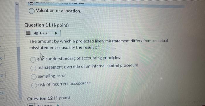 Solved The Amount By Which A Projected Likely Misstatement