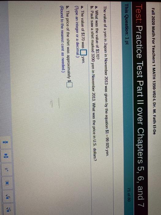 Solved Fall 2020 Math For Teachers 1 MATH 1350-V02-L Dr. M. | Chegg.com