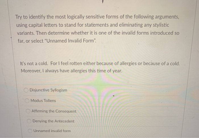 Solved Try to identify the most logically sensitive forms of | Chegg.com