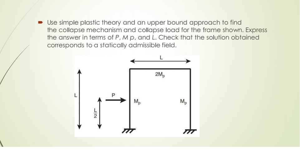 Solved Use simple plastic theory and an upper bound approach | Chegg.com