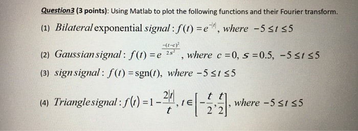 Solved Question3 (3 points): Using Matlab to plot the | Chegg.com