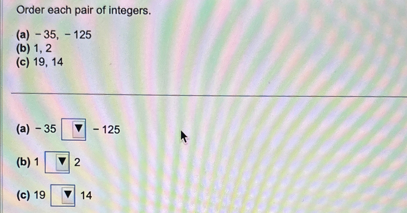 Solved Order each pair of | Chegg.com
