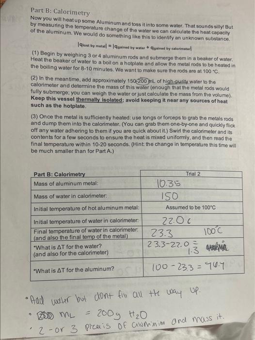 :3 Thermochemistry: Calorimetry & Enthalpy | Chegg.com