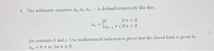 Solved 6. The arithmetic sequence a0,a1,a2,⋯ is defined | Chegg.com