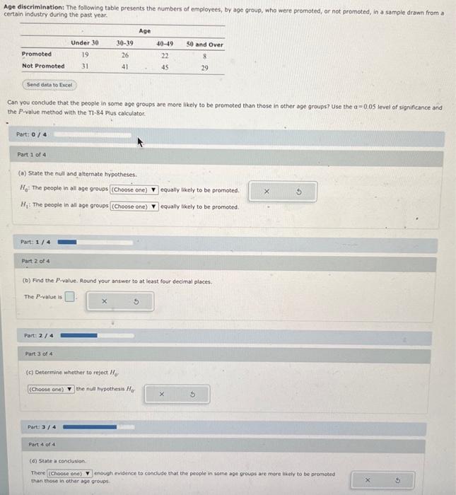 Solved Age discrimination: The following table presents the | Chegg.com