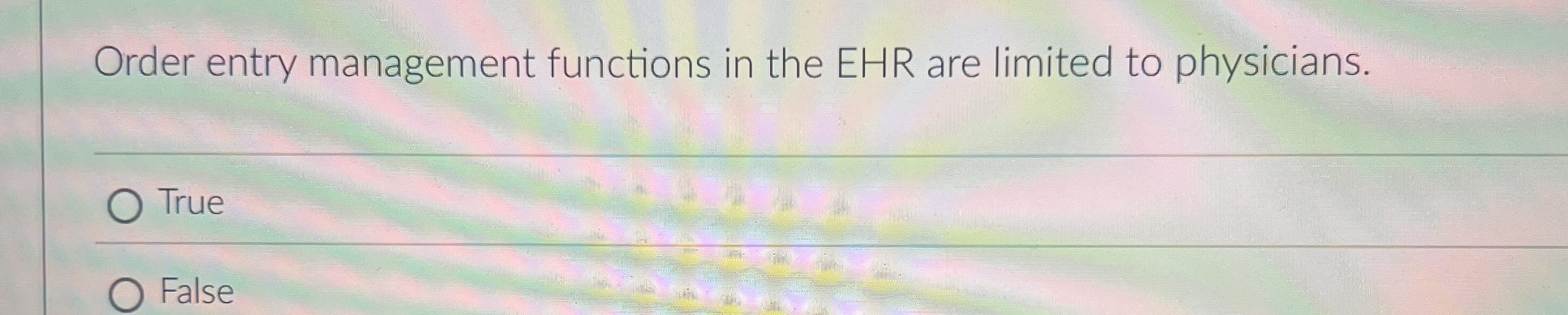 Solved Order entry management functions in the EHR are | Chegg.com