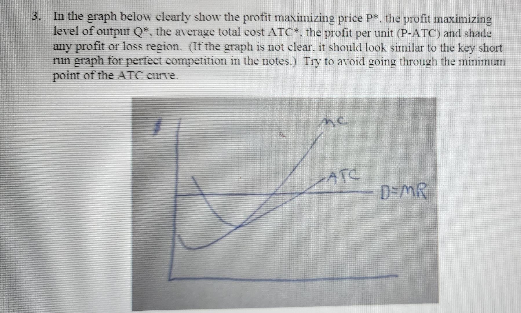 Solved 3. In the graph below clearly show the profit | Chegg.com