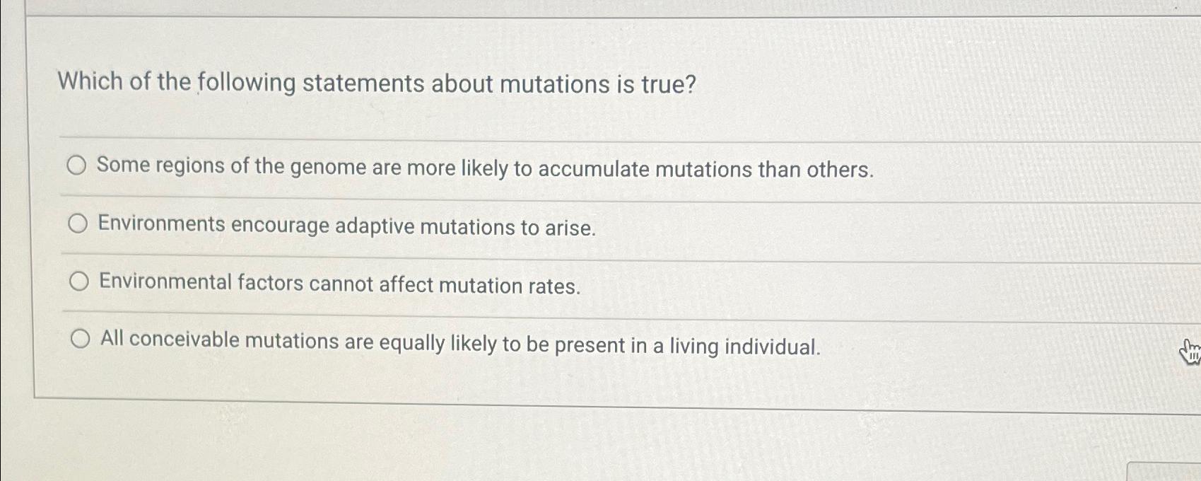 Solved Which of the following statements about mutations is | Chegg.com