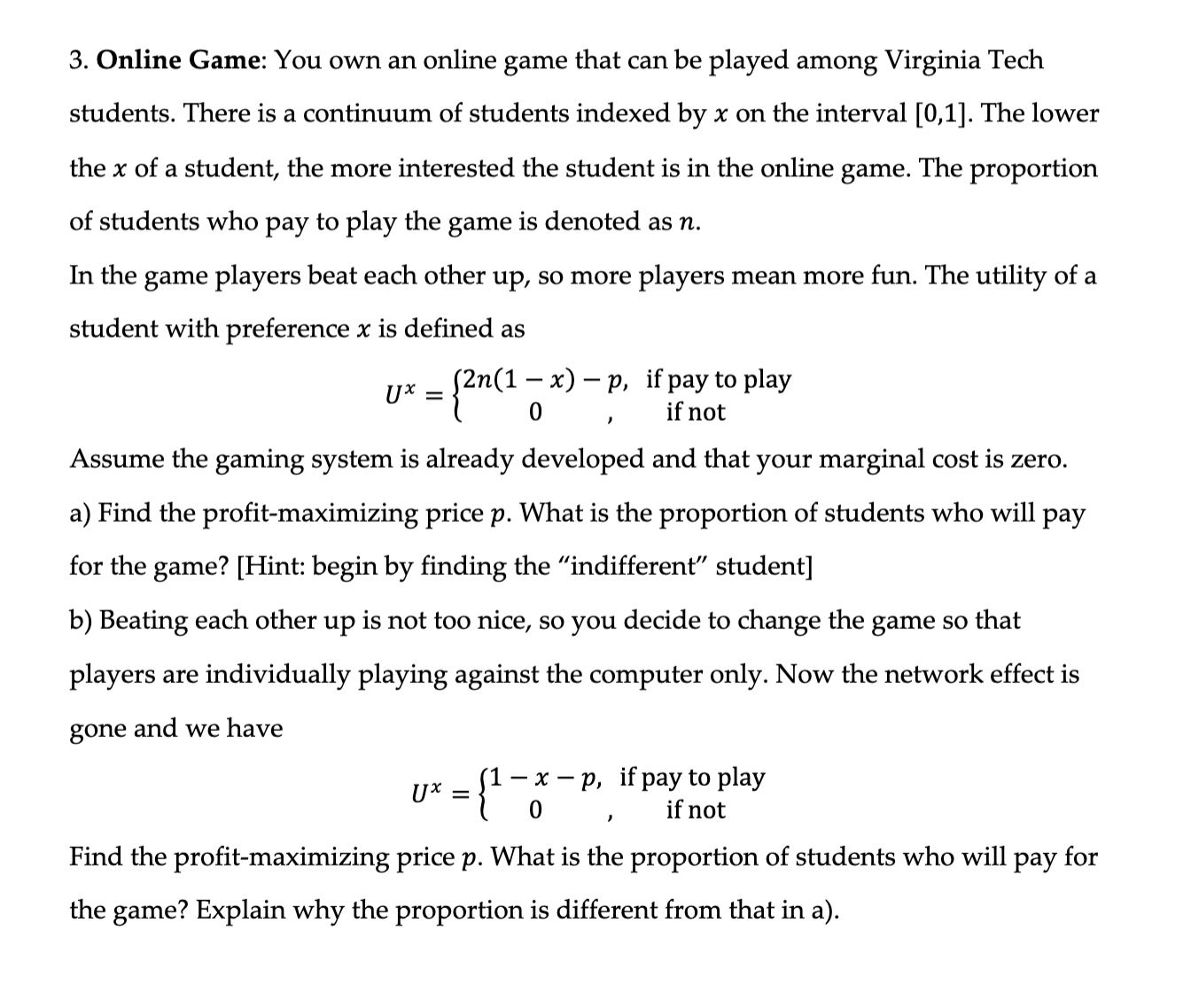 Solved (USE PICTURE) ﻿Online Game: You own an online game | Chegg.com