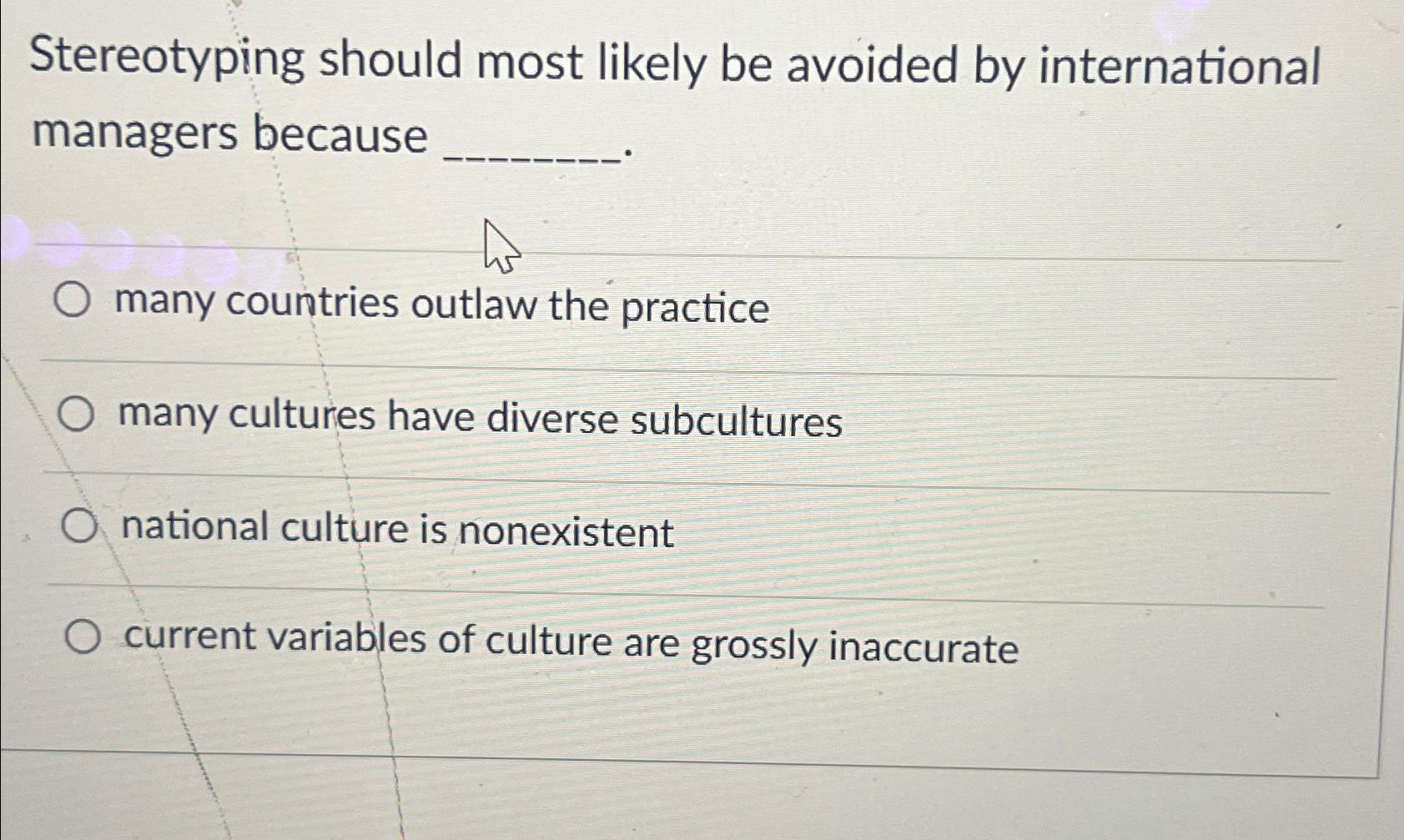 Solved Stereotyping should most likely be avoided by | Chegg.com