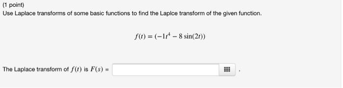 Solved (1 point) Use Laplace transforms of some basic | Chegg.com