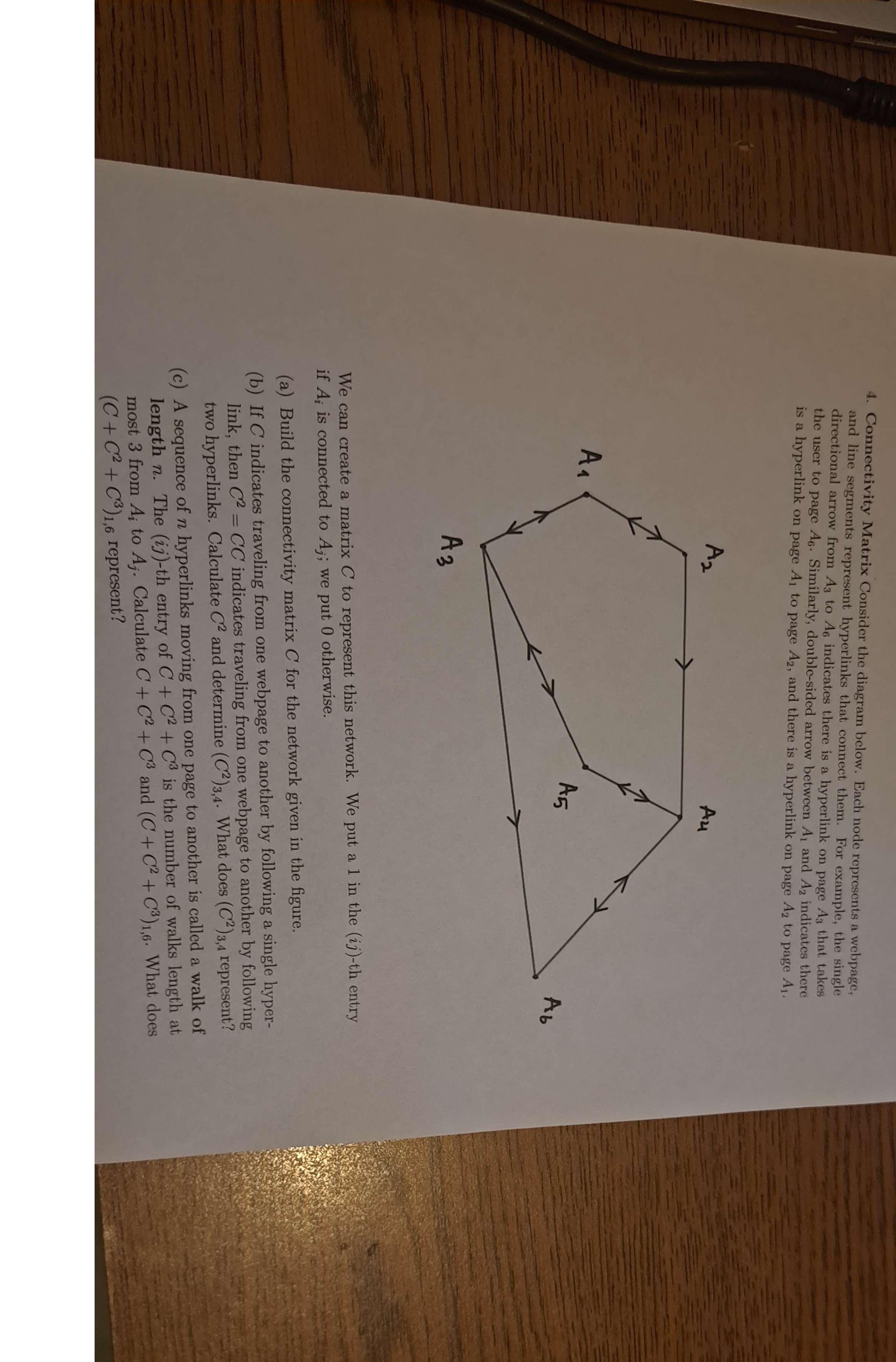 Solved Connectivity Matrix Consider the diagram below. Each | Chegg.com