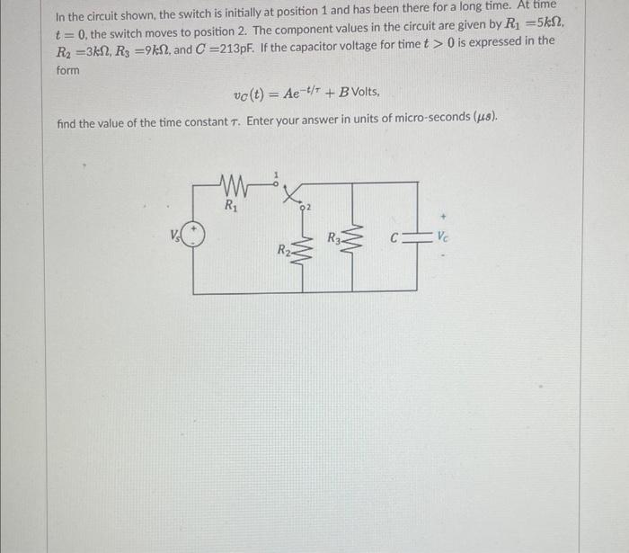 Solved In the circuit shown, the switch is initially at | Chegg.com