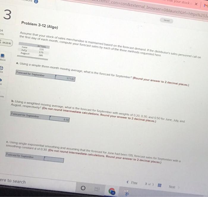 Solved ORO Help to 3 Problem 3-12 [Algo Altre your store | Chegg.com