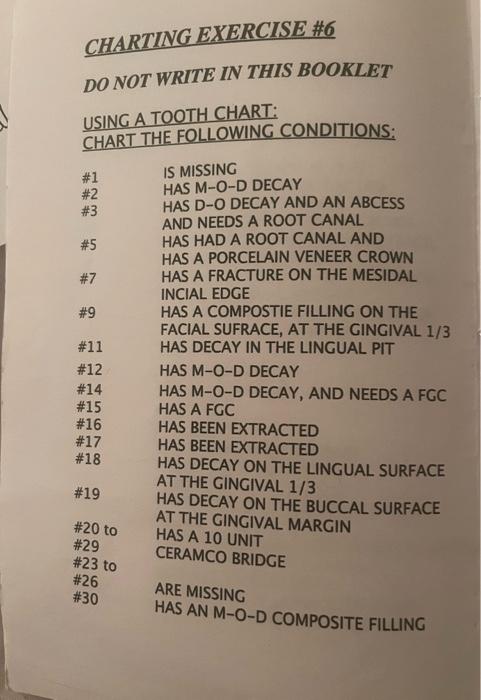 Solved CHARTING EXERCISE \#5 DO NOT WRITE IN THIS BOOKLET | Chegg.com