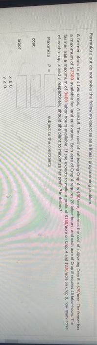 Solved Formulate but do not solve the following exercise as | Chegg.com