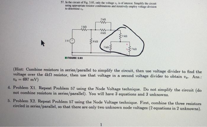 Solved 57. In the circuit of Fig. 3.93, only the voltage w, | Chegg.com