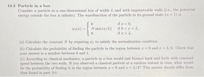 Solved Particle in a box Consider a particle in a | Chegg.com