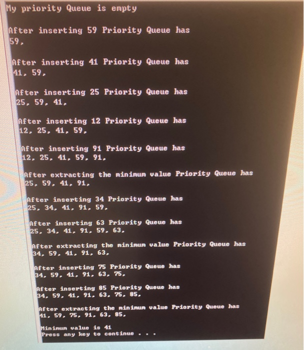 Solved Priority Queue Using the effect of the following | Chegg.com