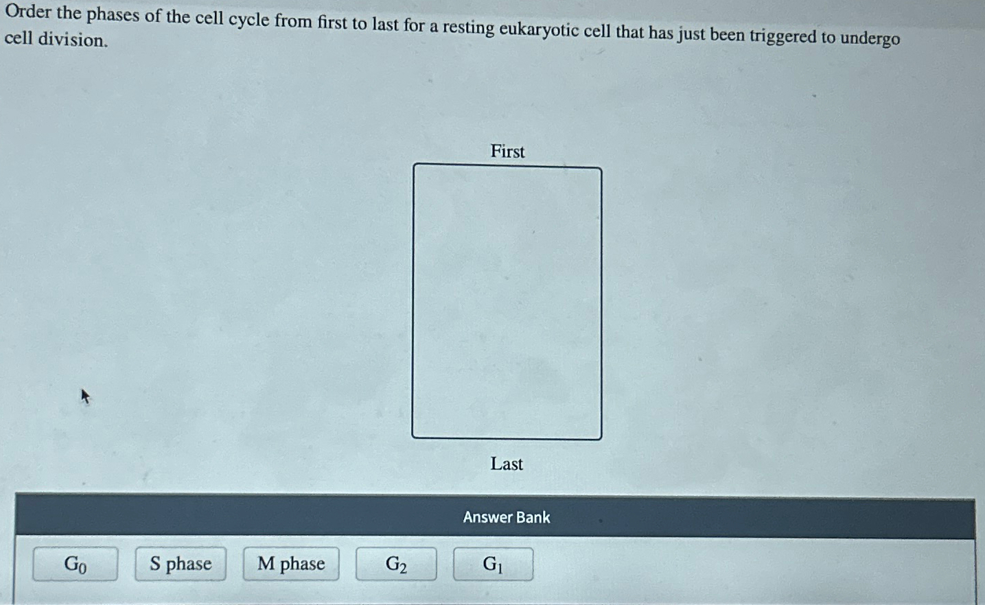 Solved Order the phases of the cell cycle from first to last | Chegg.com