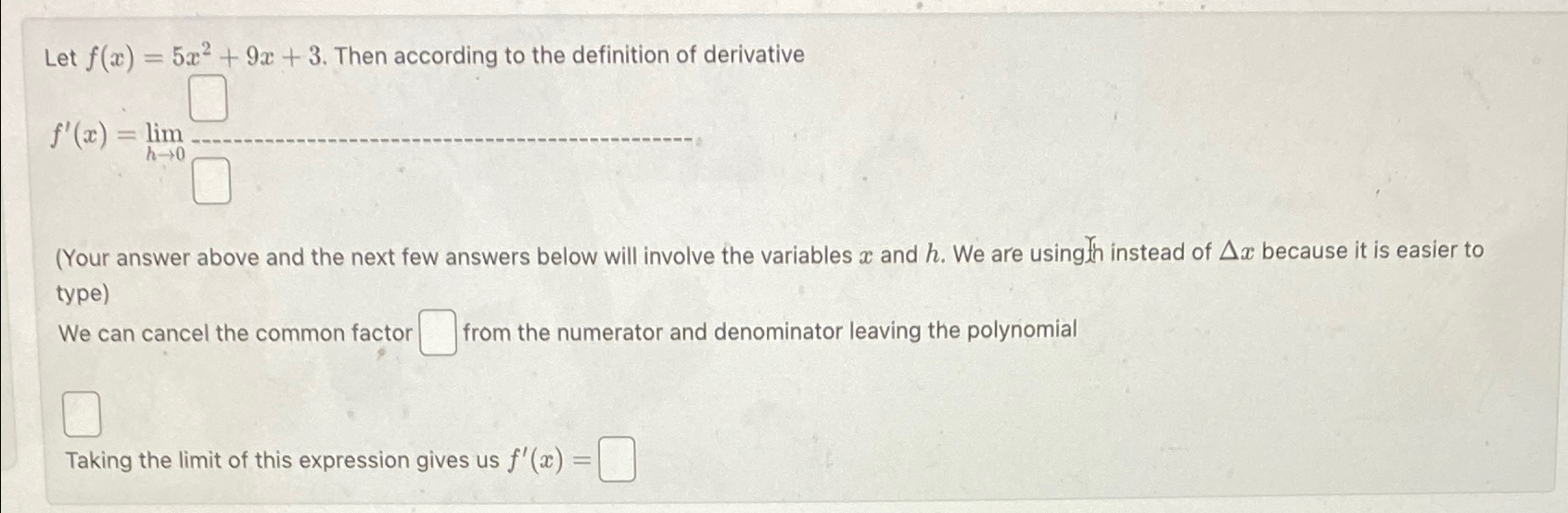 Solved Let f(x)=5x2+9x+3. ﻿Then according to the definition | Chegg.com