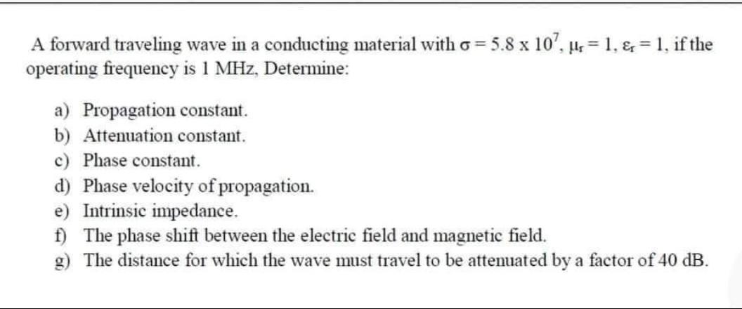 Solved A forward traveling wave in a conducting material | Chegg.com