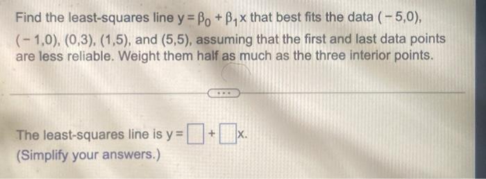 Solved Find the least-squares line y=β0+β1x that best fits | Chegg.com