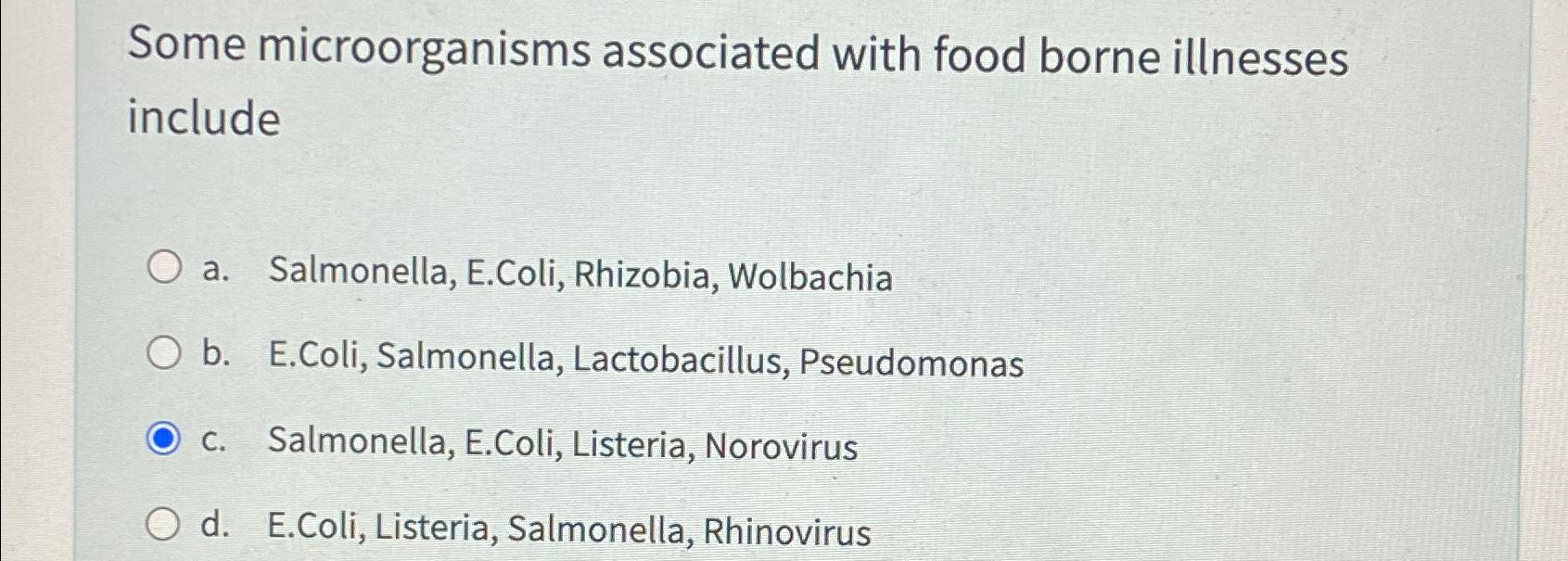 Solved Some microorganisms associated with food borne | Chegg.com