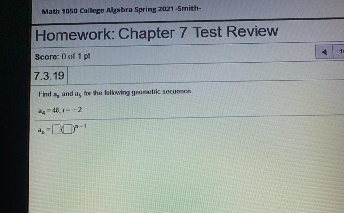 Solved Math 1050 College Algebra Spring 2021 -Smith- | Chegg.com
