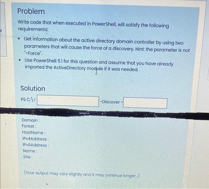 Solved Problem Write Code That When Executed In Powershell