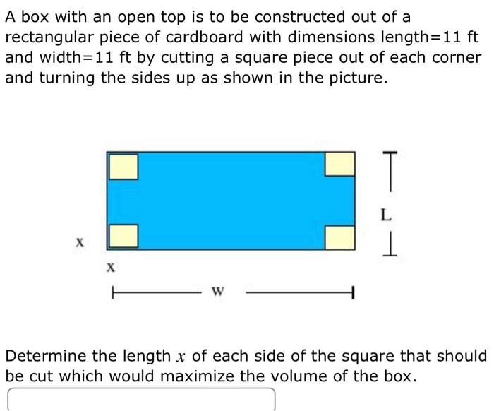 Solved A box with an open top is to be constructed out of a | Chegg.com