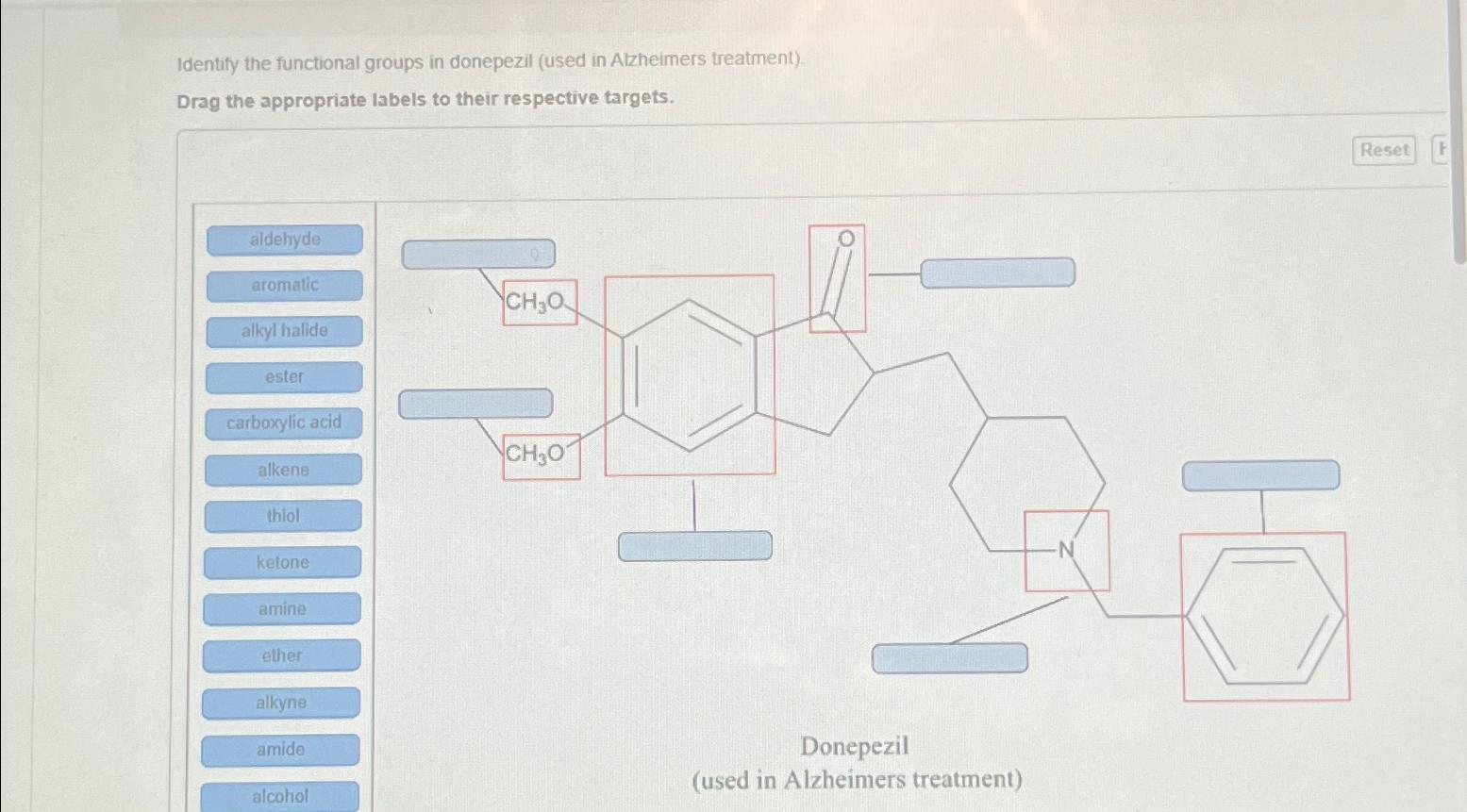 Solved Identify the functional groups in donepezil (used in | Chegg.com