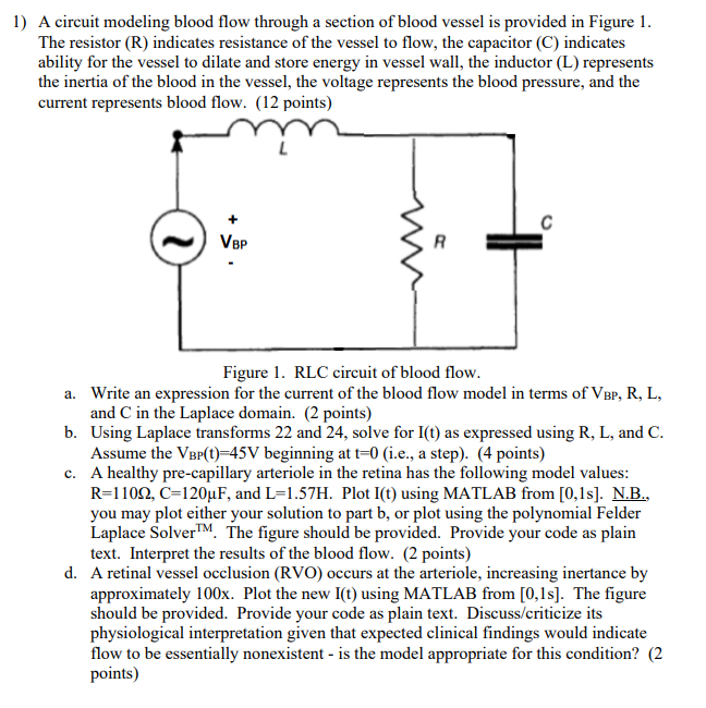 Solved A circuit modeling blood flow through a section of | Chegg.com