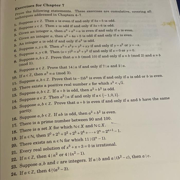 Solved Exercises for Chapter 7 prove the following | Chegg.com