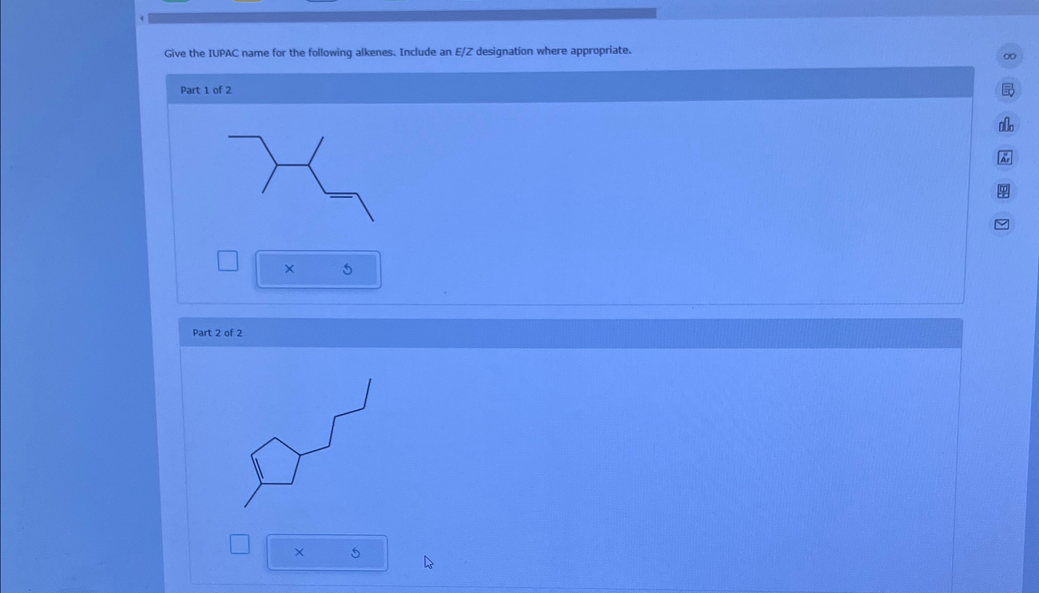 Solved Give the IUPAC name for the following alkenes. | Chegg.com