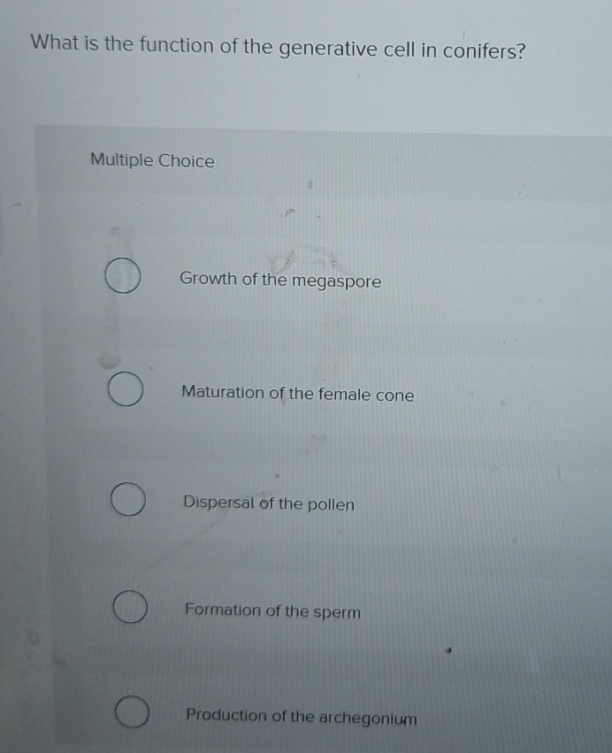 Solved What is the function of the generative cell in | Chegg.com