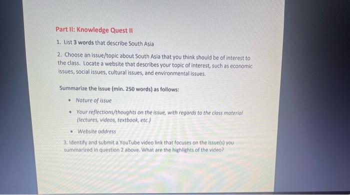 Solved Wagah border Crossing Part II: Knowledge Quest II 1. | Chegg.com