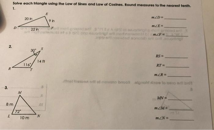 Solved Solve each triangle using the Law of Sines and Law of | Chegg.com